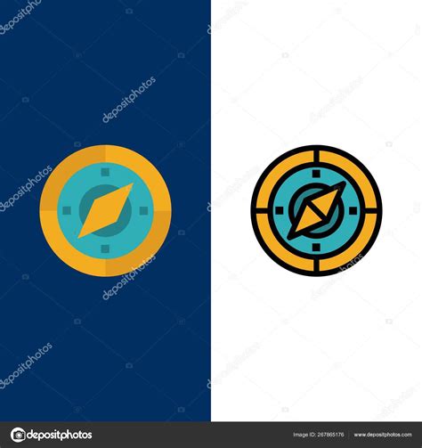 Navigation Navigator Compass Location Icons Flat And Line F Stock Vector By ©flatart 267865176