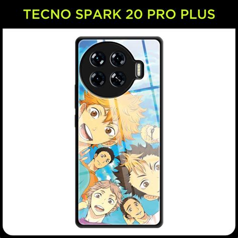 Стеклянный чехол на Tecno Spark 20 Pro Plus Текно Спарк 20 Про Плюс с принтом аниме Волейбол