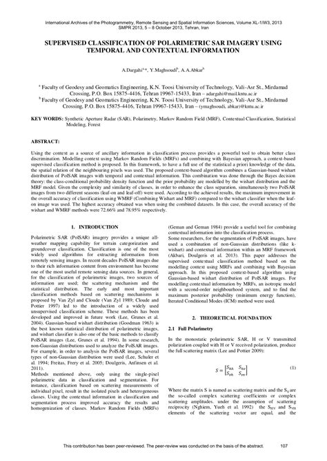 Pdf Supervised Classification Of Polarimetric Sar Imagery Using Temporal And Contextual