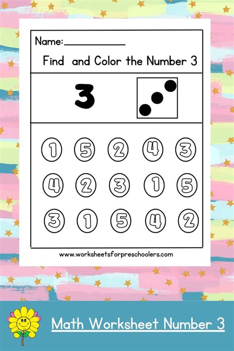 Find And Color Number 3 Worksheet Preschool Math Activities Preschool