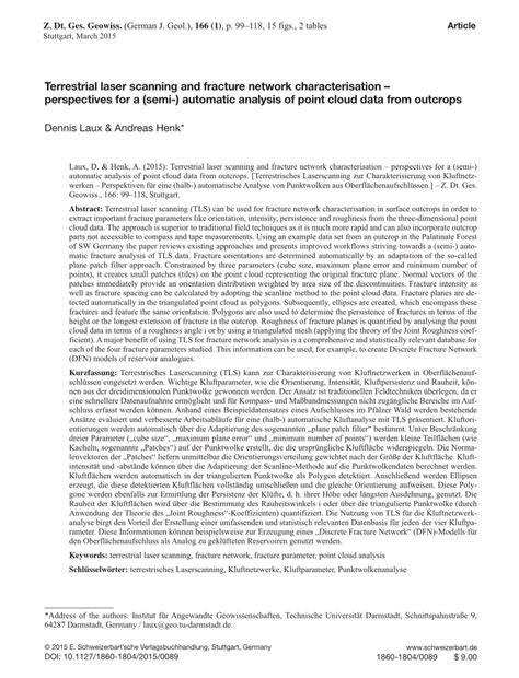 Pdf Terrestrial Laser Scanning And Fracture Network Characterisation Perspectives For A
