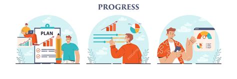 Premium Vector Progress Concept Set Business Or Personal Development