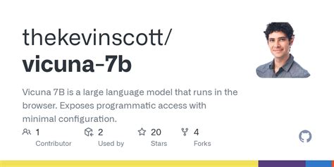 github thekevinscott vicuna 7b vicuna 7b is a large language model