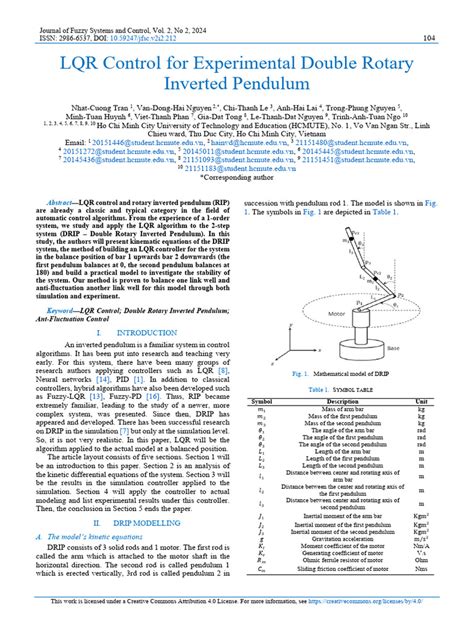 Lqr Control For Experimental Double Rotary Inverted Pendulum Pdf