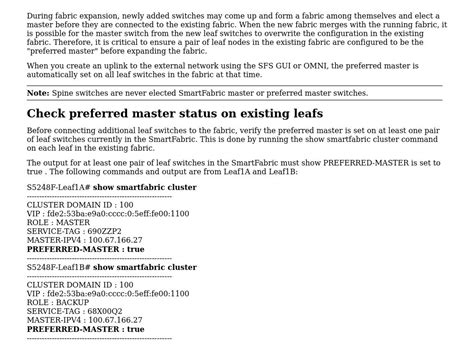 Verify Preferred Master Setting Before Fabric Expansion Dell Emc Networking Smartfabric