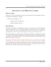 Understanding Interference And Diffraction Of Light In Physics Course Hero
