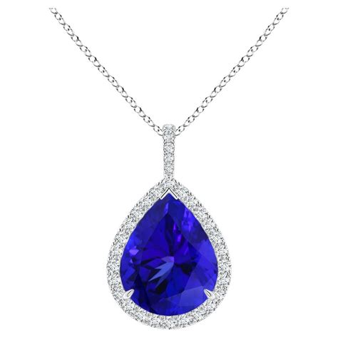 Angara Gia Certified Natural Tanzanite And Diamond White Gold Pendant