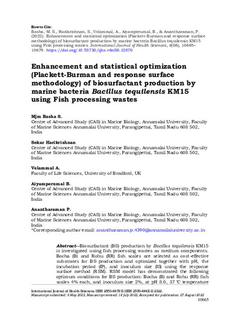 Pdf Enhancement And Statistical Optimization Plackett Burman And
