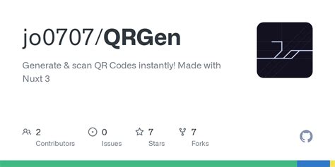 Github Jo0707qrgen Generate And Scan Qr Codes Instantly Made With Nuxt 3
