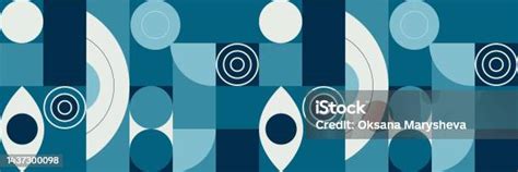 기하학적 패턴이 매끄럽습니다 원 직사각형 반원 및 타원형의 파란색 벡터 그림입니다 0명에 대한 스톡 벡터 아트 및 기타 이미지 0명 개념 개체 그룹 Istock