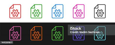 흑백 배경에 분리된 톱니바퀴 아이콘으로 선 문서 설정을 지정합니다 소프트웨어 업데이트 전송 프로토콜 팀워크 도구 관리 벡터 시스템 구성에 대한 스톡 벡터 아트 및 기타