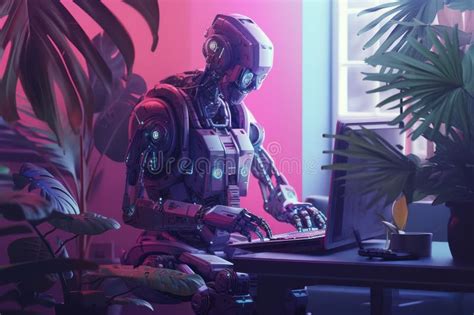 Robot Bot With Computer New Technologies Artificial Intelligence Gpt Chat Openai Wallpaper