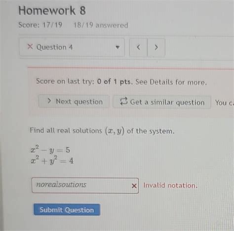 Solved Homework 8 Score 1719 1819 Answered Score On Last