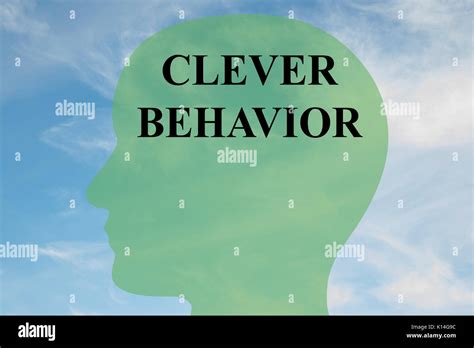 render illustration of clever behavior script on head silhouette with cloudy sky as a