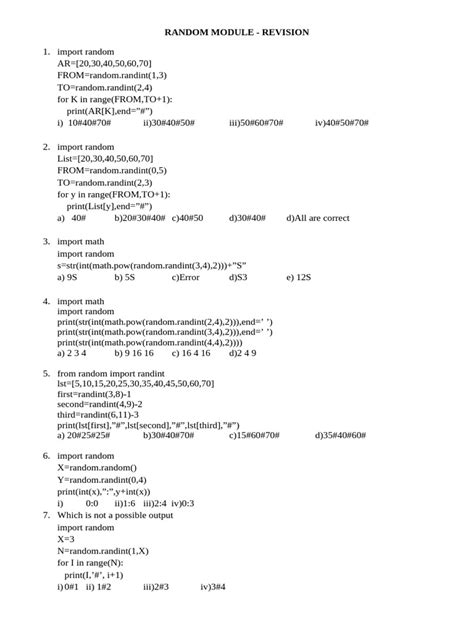Random Module Revision Pdf Yellow Blue