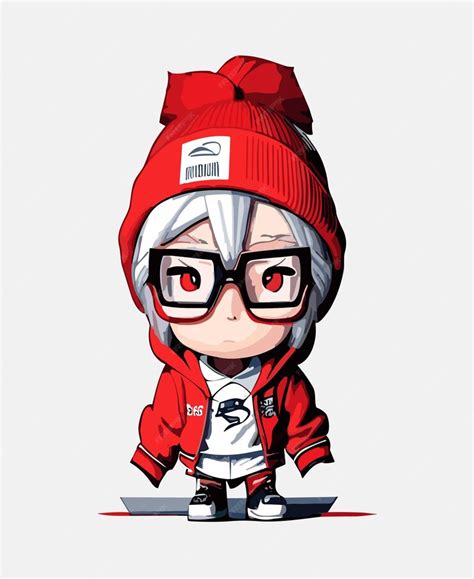 Premium Vector 2d Vector With White Background Beanie White Hair Red