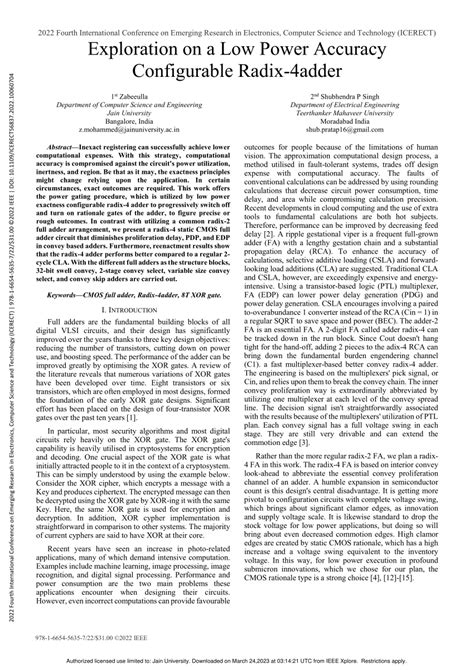 Pdf Exploration On A Low Power Accuracy Configurable Radix 4adder