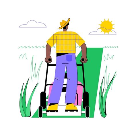 Premium Vector Controlling Weeds By Mowing Isolated Cartoon Vector Illustrations