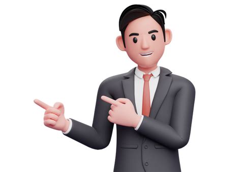 Businessman Facing Side And Pointing With Index Finger 3d Illustration Download In Png Obj Or