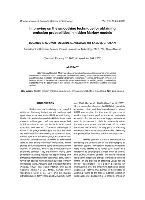 Pdf Improving On The Smoothing Technique For Obtaining Emission