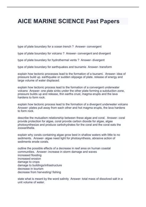 Aice Marine Science Past Papers Aice Marine Science Stuvia Us