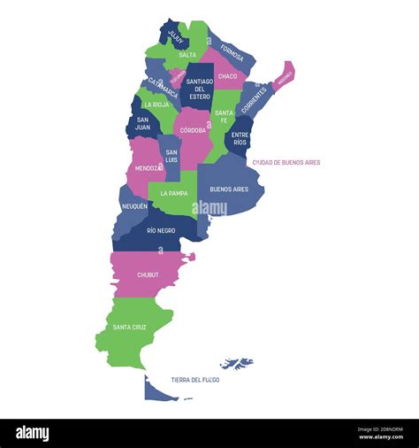 Colorful Political Map Of Argentina Administrative Divisions
