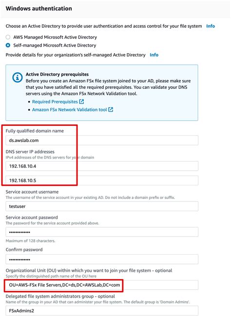 using amazon fsx for windows file server with azure adds domain aws