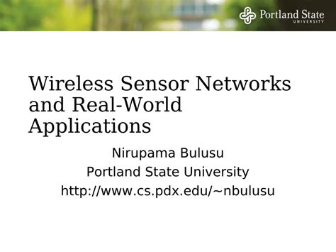 Pdf Wireless Sensor Networks And Their Real World Applications