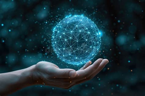 Interface Networks Connect Sphere On Hand Stock Illustration