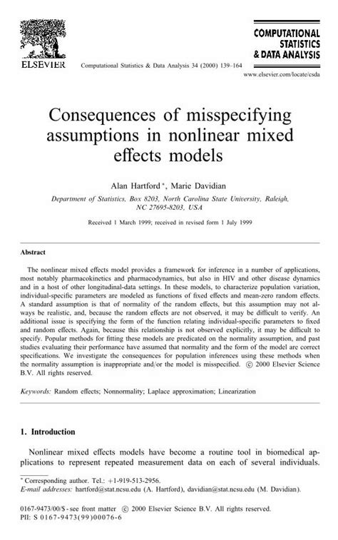 pdf consequences of misspecifying assumptions in nonlinear mixed