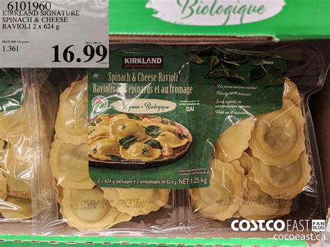 6101960 Kirkland Signature Spinach Cheese Ravioli 2 X 624 G 16 99