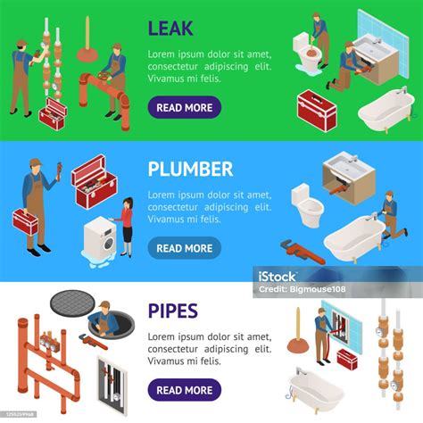 균일 한 개념 배너 수평 세트 3d 등극 보기의 캐릭터 배관공 벡터 3차원 형태에 대한 스톡 벡터 아트 및 기타 이미지 3차원 형태 개념 개체 그룹 Istock