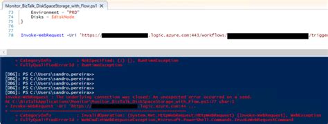 Error While Calling Logic App Thru Powershell The Underlying Connection Was Closed An