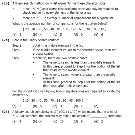 Solved 23 A Linear Search Method On N List Elements Has