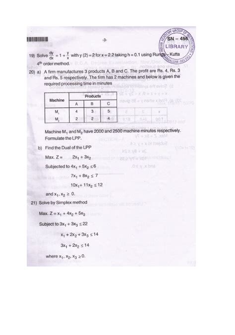 Numerical Analysis And Linear Programming Bangalore University 2014