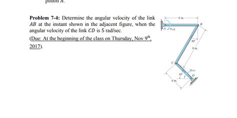 solved pinion a problem 7 4 determine the angular velocity