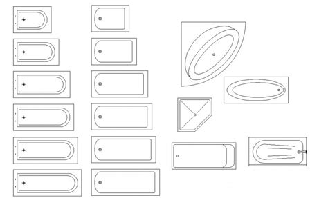 Different Type Of Bath Tub Design Detail 2d View Cad Sanitary Block Layout Autocad File