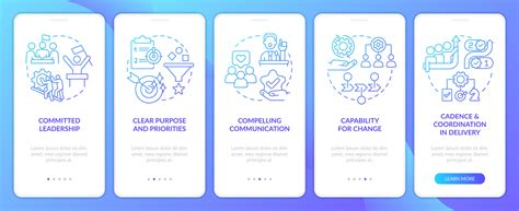 Government Transformation Blue Gradient Onboarding Mobile App Screen Walkthrough 5 Steps