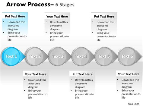 Circle Arrow 6 Stages 15 Graphics Presentation Background For PowerPoint PPT Designs