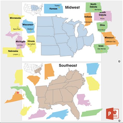 Usa Map Puzzles Regions States Capitals And Abbreviations Powerpoint