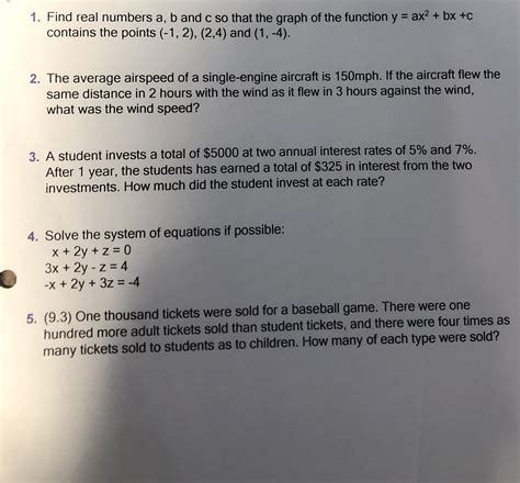 solved find real numbers a b ﻿and c ﻿so that the graph of