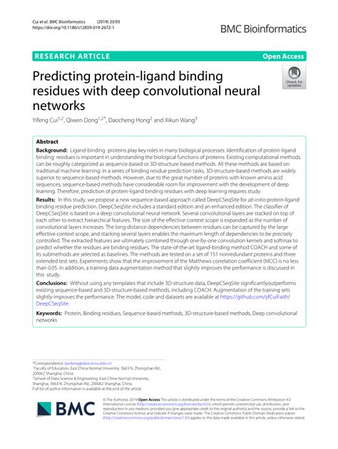 Pdf Predicting Protein Ligand Binding Residues With Deep Convolutional Neural Networks
