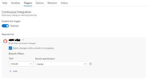 Azure Devops Vsts Continuous Integration Triggers Not Working Stack Overflow