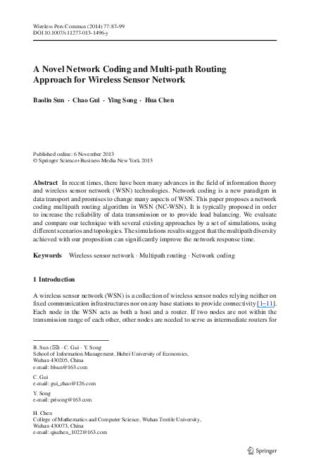 pdf a novel network coding and multi path routing approach for
