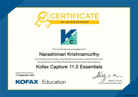 Narashiman Krishnamurthy On Linkedin Team Certification Kofax 01systems
