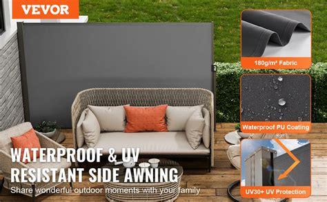 Vevor Retractable Side Awning 63x 118 Outdoor Privacy Screen 180g
