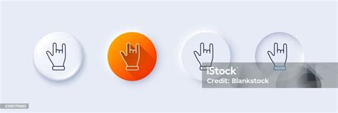 뿔 손 선 아이콘입니다 두 손가락 손바닥 기호입니다 선 아이콘 벡터 3차원 형태에 대한 스톡 벡터 아트 및 기타 이미지 3차원 형태 고급 그라데이션 Istock