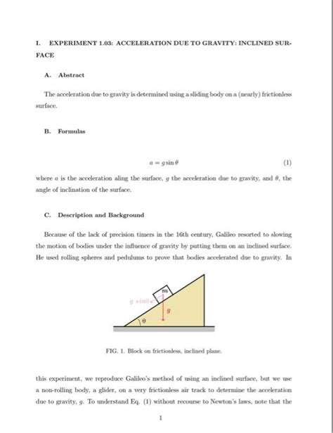 Solved I Experiment 1 03 Acceleration Due To Gravity