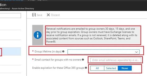 Unified Communications Services Office 365 Group Expiration Policy