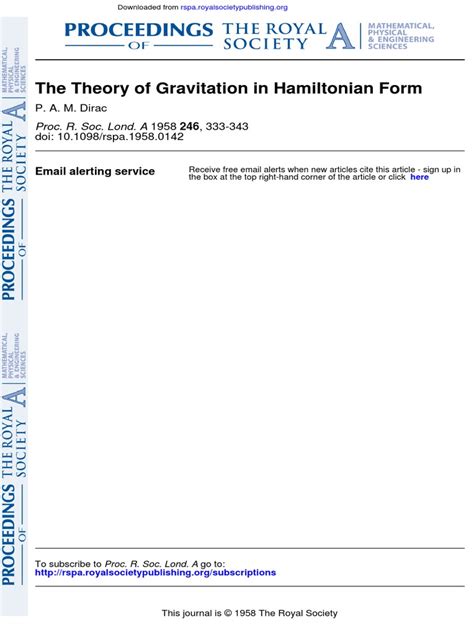 Dirac The Theory Of Gravitation In Hamiltonian Form Pdf